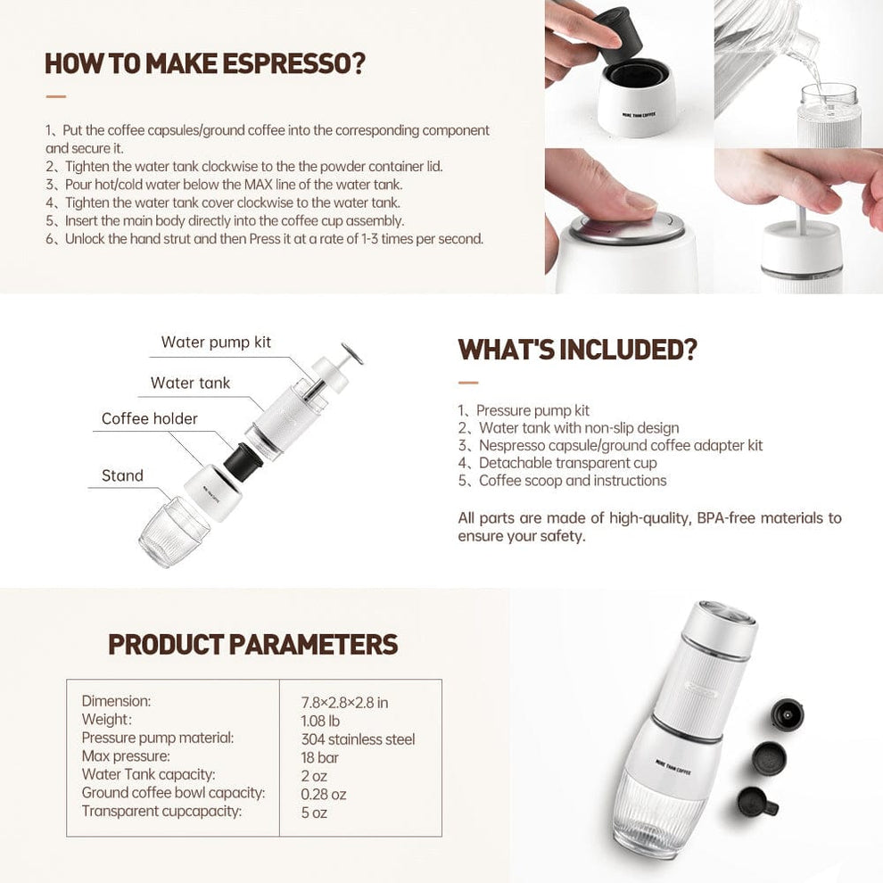 Portable Hand Press Espresso Coffee Machine – Living Today