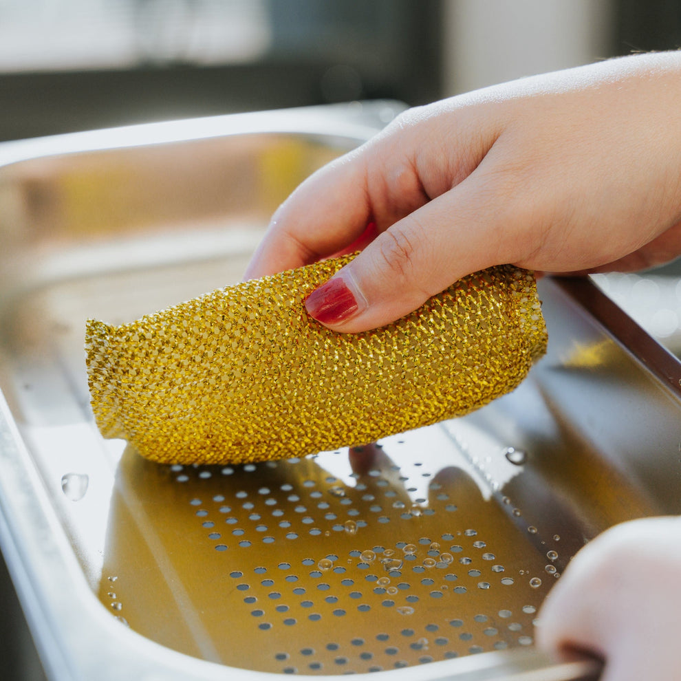 8PK Non Scratch Mesh Sponge Metallic Silver and Gold – Living Today